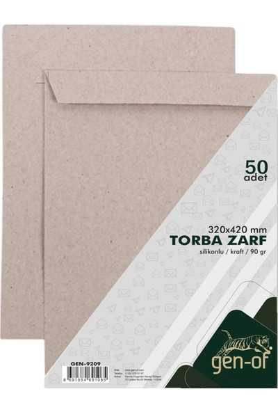 Gen-Of Torba Zarf 32X42 Kraft 90 gr Silikonlu 50'li
