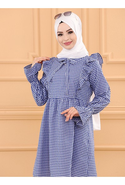 Ekoseli Tunik - Saks - Tofisa