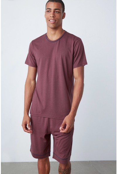 Penti Patlıcan Solid Details Şort Takım