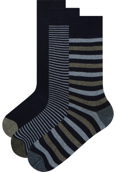 Penti Mavi - Lacivert Erkek Bold Line 3lü Soket Çorap Penti Mavi - Lacivert Erkek Bold Line 3lü Soket Çorap