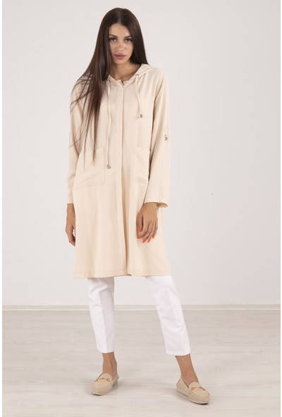 Belamore Bej Önden Düğmeli Kapüşonlu Kap 9201711.55