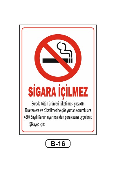 Gündoğdu Sigara Içilmez Uyarı Ikaz Levhası 35 x 50 cm