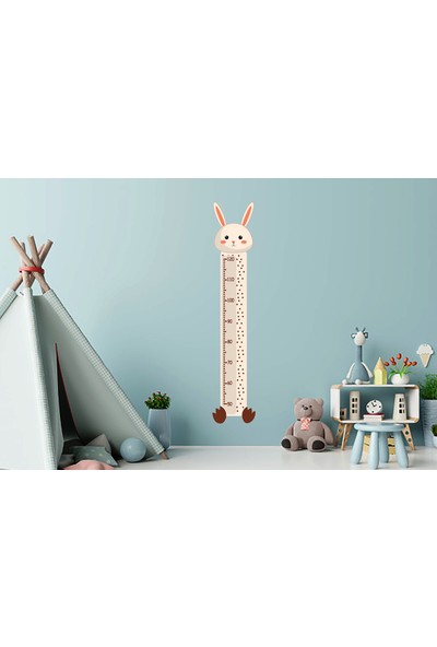 Sticker Sepetim Sevimli Tavşan Boy Ölçer 4 Çocuk Odası Duvar Sticker