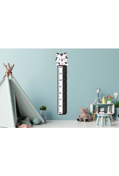 Sticker Sepetim Sevimli Kedi Boy Ölçer Çocuk Odası Duvar Sticker