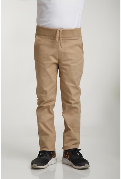 Çocuk Rıbana Bel Camel Canvas Okul Pantolonu