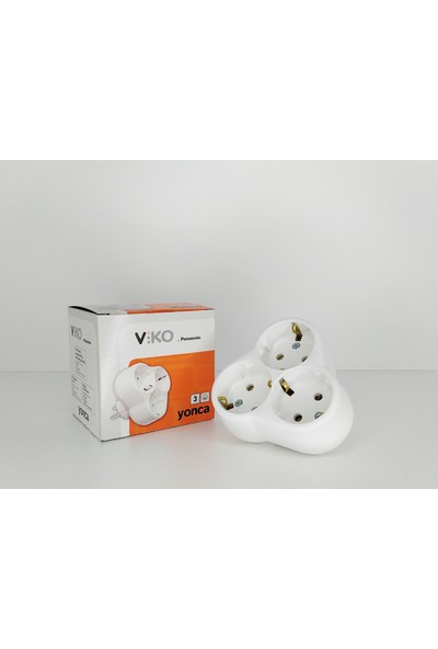Viko Topraklı Üçlü Fiş-Priz Yonca Beyaz