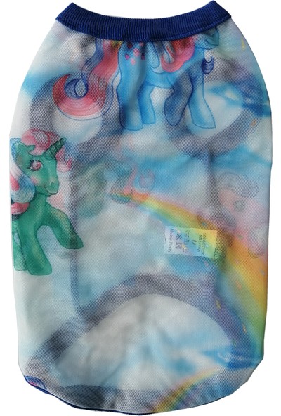Markapet Kedi Köpek Kıyafeti Unicorn Mavi Yakalı Tişört S 24 cm