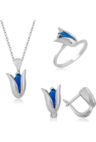 Gumush Gümüş Mavi Lale Bayan Set