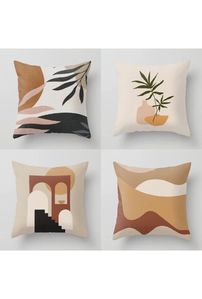 Enc Home Çift Tarafı Baskılı 4'lü Tasarım Kırlent Kılıfı