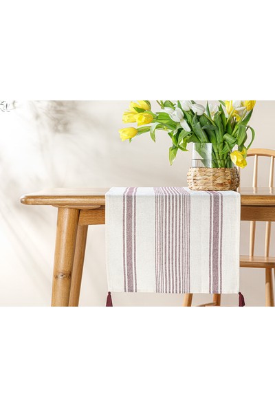 English Home Nola Pamuk Püsküllü Runner 40X150 cm Krem - Bordo English Home Nola Pamuk Püsküllü Runner 40X150 cm Krem - Bordo