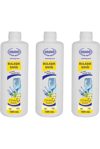 Ersağ Elma Kokulu Bulaşık Sıvısı 1000 ml x 3'lü