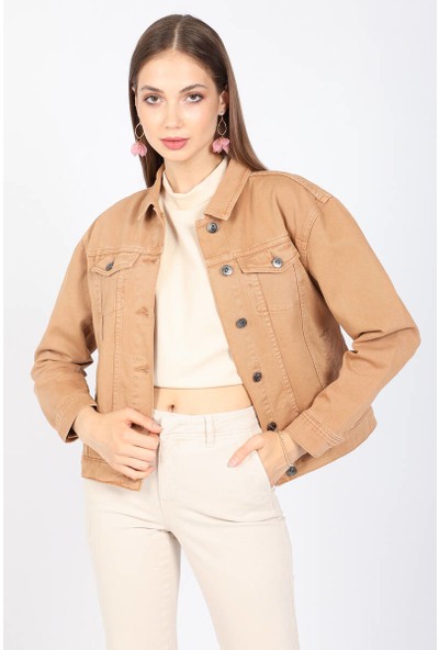 Blue White Kadın Camel Jean Ceket Blue White Kadın Camel Jean Ceket