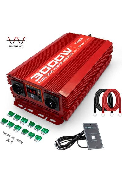 Kobb KBN3000 12V/220V 3000WATT Tam Sinüs Dönüştürücü Invertör Kobb KBN3000 12V/220V 3000WATT Tam Sinüs Dönüştürücü Invertör