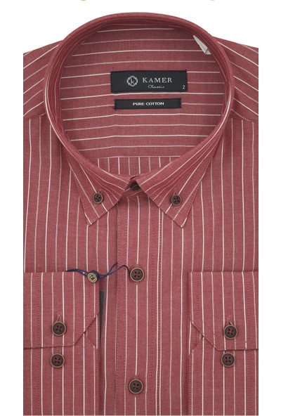 Kamer Slim Fit Pamuk Çizgili Erkek Gömlek 9179K Kamer Slim Fit Pamuk Çizgili Erkek Gömlek 9179K