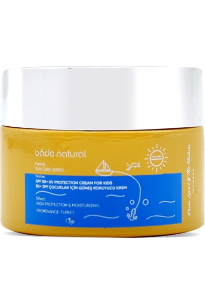 Bade Natural 50+ Spf Çocuklar Için Güneş Koruyucu Krem 50 ml