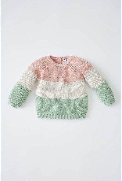 DeFacto Kız Bebek Bisiklet Yaka Renk Bloklu Kazak U7309A221AU