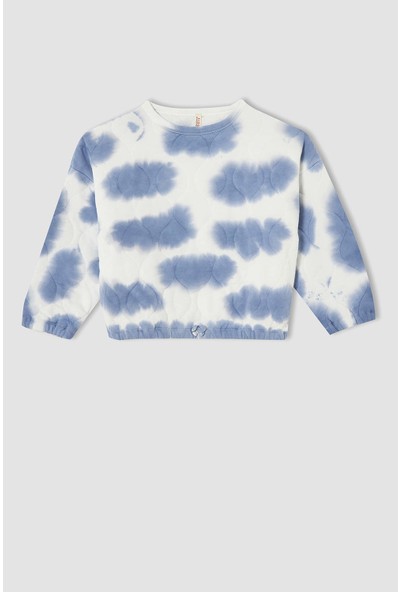Defacto Kız Çocuk Relax Fit Batik Desenli Sweatshirt W1341A621AU