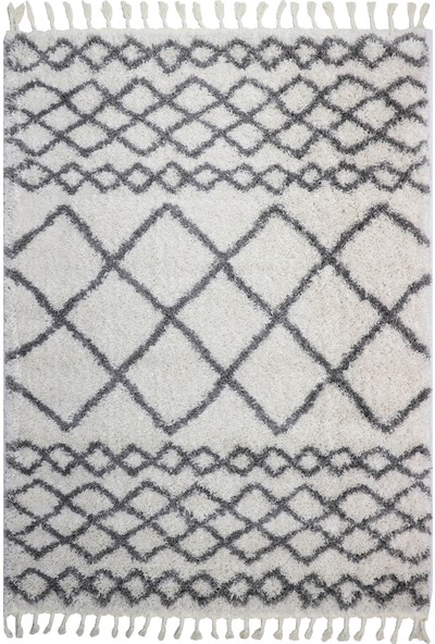 Rug Page Mocco Serisi Shaggy Halı S790A Krem Gri