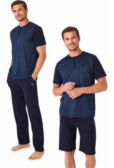 U.s. Polo Assn. Erkek Lacivert 3 Lü Pijama Takım