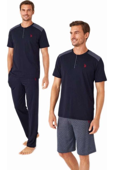 U.s. Polo Assn. Erkek Lacivert 3 Lü Pijama Takım