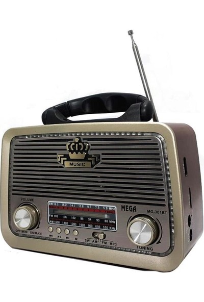 Mega MG-301BT Nostaljik Şarjlı Radyo (Usb-Bluetooth-Sd-Aux) Mega MG-301BT Nostaljik Şarjlı Radyo (Usb-Bluetooth-Sd-Aux)
