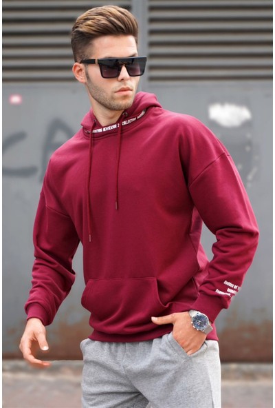 Madmext Bordo Baskılı Erkek Sweatshirt 4789