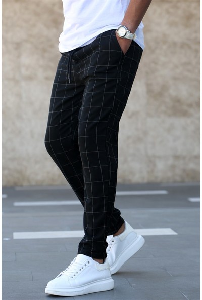 Madmext Ekoseli Siyah Jogger 5418 Madmext Ekoseli Siyah Jogger 5418