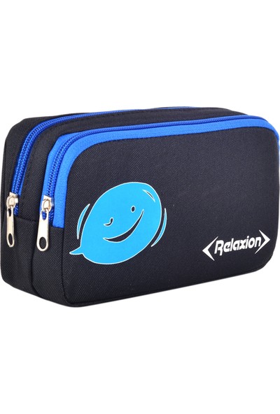 Relaxion Çift Bölmeli Mavi Gülen Yüz Baskılı Kalemlik 116