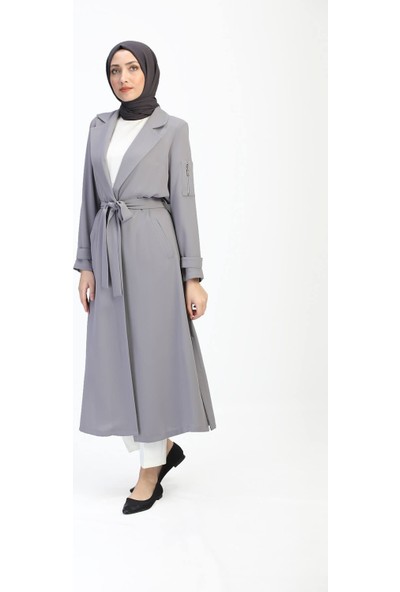 Kemal Aydın Fermuar ve Bağlama Detayli Tesettür Kap - Gri 42 Kemal Aydın Fermuar ve Bağlama Detayli Tesettür Kap - Gri 42