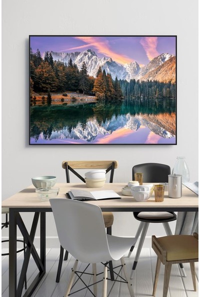 Saban 50 x 60 cm Fusine Lake Desenli Cam Tablo 4 mm Temperli Camdır