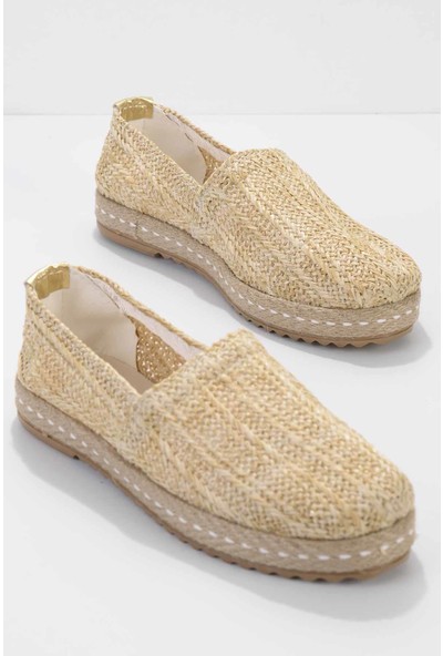 Bambi Bej Örgü Kadın Espadril K01534125116