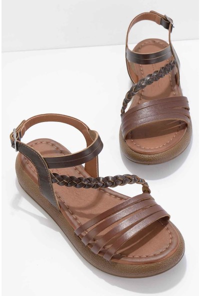 Bambi Kahve Deri Kadın Sandalet K05684903603