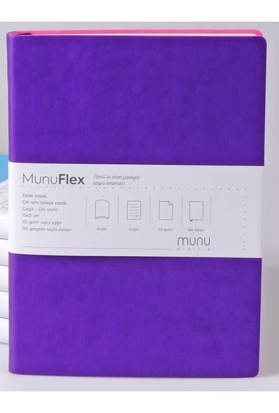 Munu Note A5 Çizgili Ivory Kağıt Esnek Kapak Defter Mor Munu Note A5 Çizgili Ivory Kağıt Esnek Kapak Defter Mor