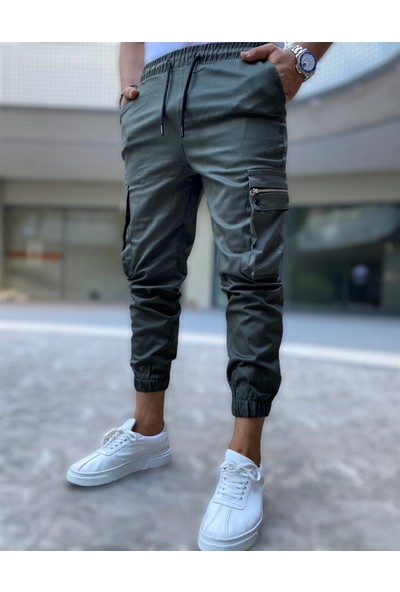 Ohepmoda Dar Kesim Metal Fermuarlı Erkek Kargo Cep Pantolon Haki Ohepmoda Dar Kesim Metal Fermuarlı Erkek Kargo Cep Pantolon Haki