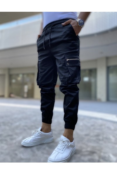 Ohepmoda Dar Kesim Metal Fermuarlı Erkek Kargo Cep Pantolon Siyah Ohepmoda Dar Kesim Metal Fermuarlı Erkek Kargo Cep Pantolon Siyah