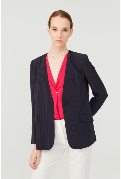 Birelin Çizgili Anver Saten Ceket