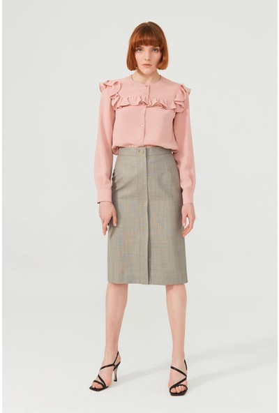 Birelin Nakış Detaylı Kalem Etek