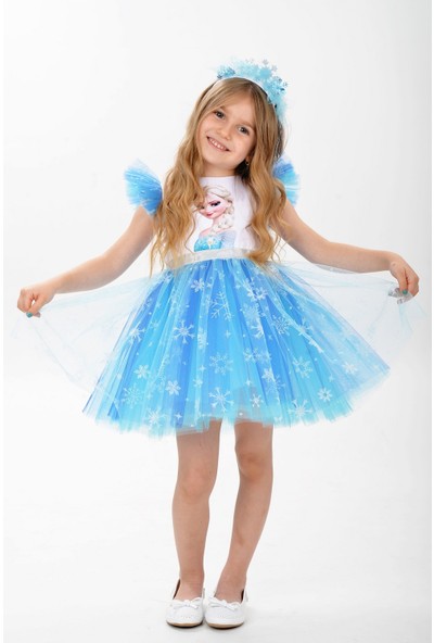 Buse & Eylül Bebe Elsa Karlar Kraliçesi Kar Taneli Taçlı Kız Çocuk Parti Elbisesi Buse & Eylül Bebe Elsa Karlar Kraliçesi Kar Taneli Taçlı Kız Çocuk Parti Elbisesi