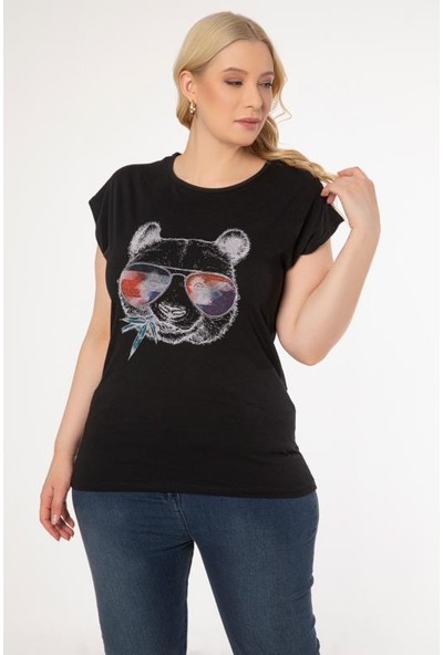 1fazlası Kadın Büyük Beden Baskılı T-Shirt 1fazlası Kadın Büyük Beden Baskılı T-Shirt