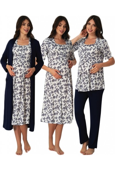 Hamile Çarşısı Effortt 8016 Lacivert 4lü Lohusa Hamile Set Hamile Çarşısı Effortt 8016 Lacivert 4lü Lohusa Hamile Set