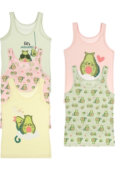 Donella 5'li Avakado Baskılı Kız Çocuk Atlet - 56711044YP