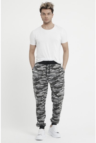 Darx Erkek Şardonlu Kamuflaj Eşofman Altı Ribanalı