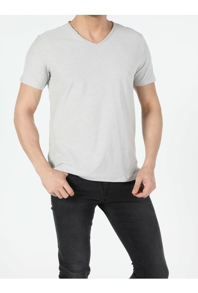 Colin's Classic Fit V Yaka Taş Erkek Kısa Kol Tişört