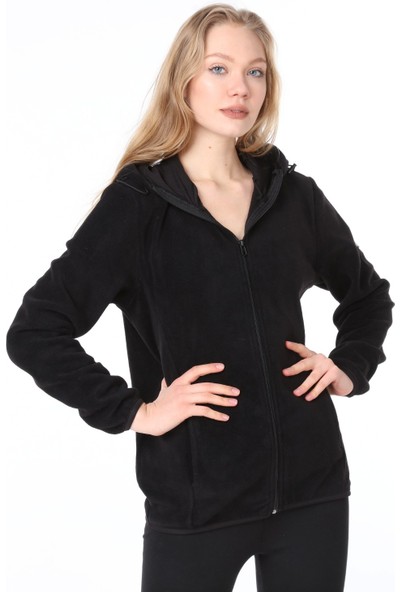 Ghassy Co Kadın Kapşonlu Fermuarlı Polar Sweatshirt