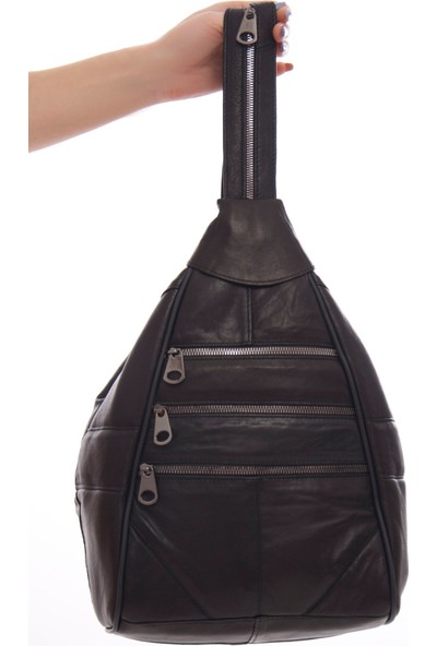 Fume London Siyah Kadın Hakiki Deri Omuz- ve Sırt Çantası FB3108