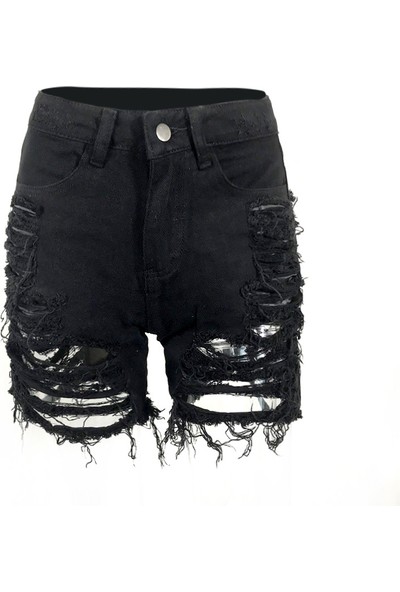 Gogoo Sexy Cut Içi Boş Düğmeli Kot Şort-Siyah (Yurt Dışı) Gogoo Sexy Cut Içi Boş Düğmeli Kot Şort-Siyah (Yurt Dışı)