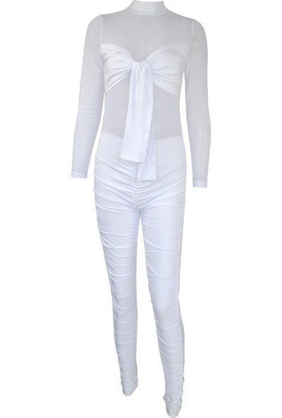 Gogoo Uzun Kollu Dantel Dar Örgü Tulum (Yurt Dışı) Gogoo Uzun Kollu Dantel Dar Örgü Tulum (Yurt Dışı)