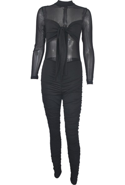 Gogoo Uzun Kollu Dantel Dar Örgü Tulum (Yurt Dışı) Gogoo Uzun Kollu Dantel Dar Örgü Tulum (Yurt Dışı)