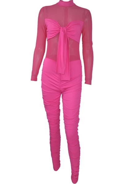 Gogoo Uzun Kollu Dantel Dar Örgü Tulum (Yurt Dışı) Gogoo Uzun Kollu Dantel Dar Örgü Tulum (Yurt Dışı)