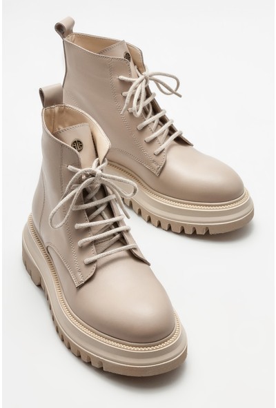 Elle Vizon Deri Kadın Günlük Düz Bot